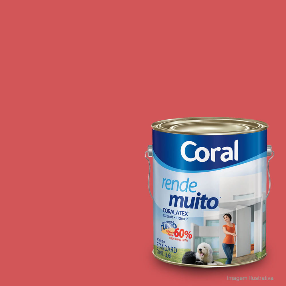 Tinta Látex Rende Muito acrílica 3,6 litros vermelho cardinal Coral ...