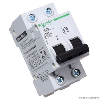 Disjuntor bipolar K32A/K32F 10A curva B bivolt Schneider - Telhanorte